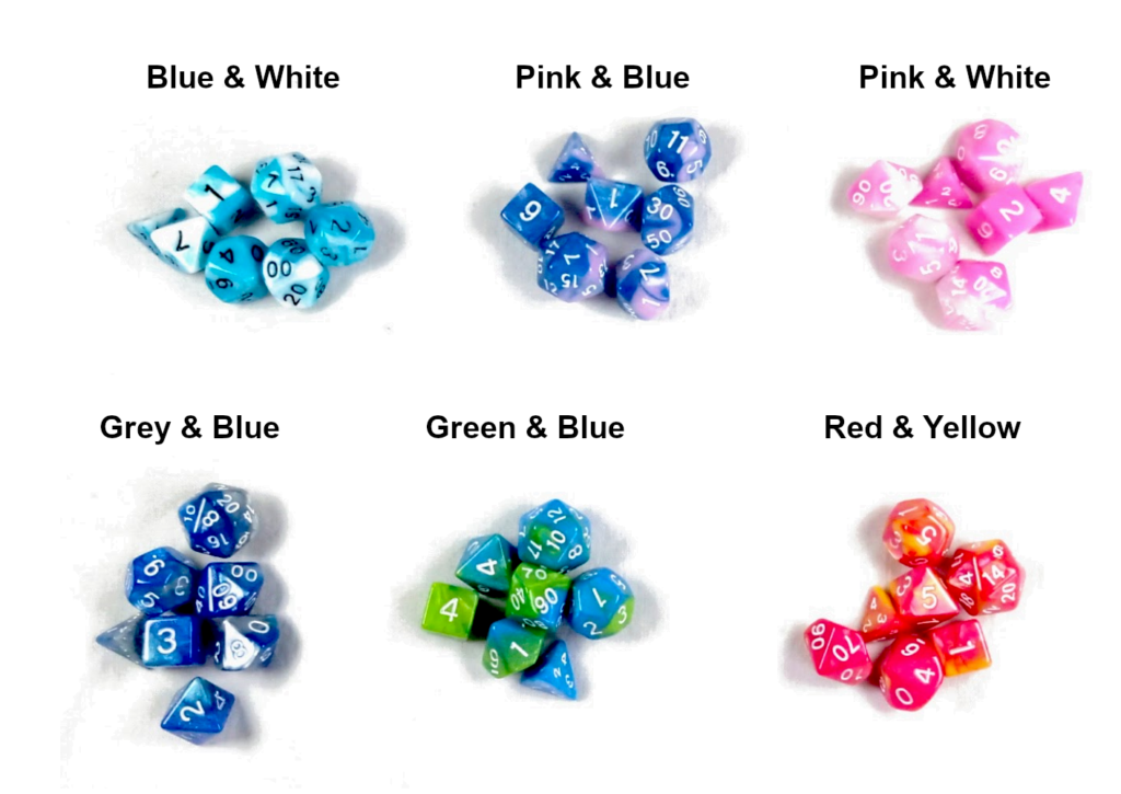 Two Tone Mini Dice Set with Handmade Dice Bag – Atikin Games